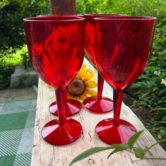 Dining | Red Wine Acrylic Stemware Set Of 3 Discovered One In Group Pic ...
